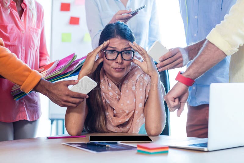 Overbooked businesswoman stock image. Image of executives - 77895843