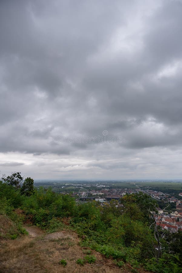 Overcast City Panorama with Ferris Wheel & Flat Plains Stock Image ...