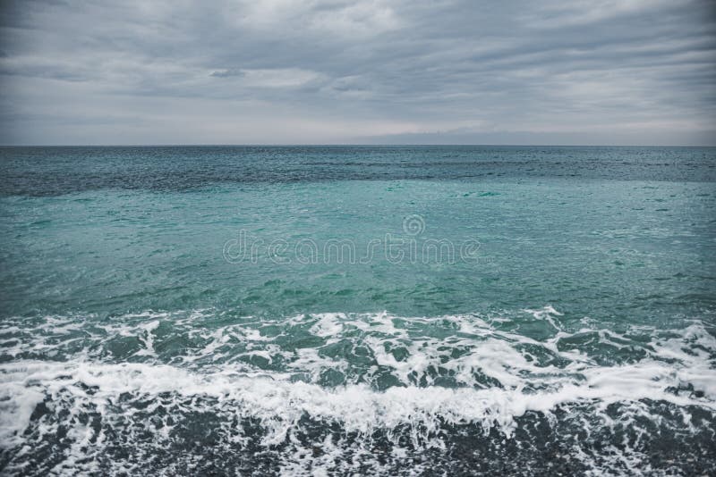 Overcast Clouds No Sun Stormy Frowning Sea Stock Image - Image of ...
