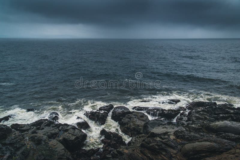 Overcast Day at a Rocky Coast. Stock Image - Image of clouds, shore ...
