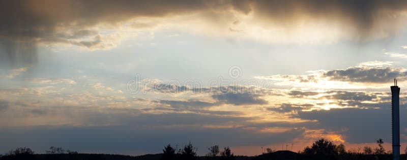 Overcast Evening Sky Panorama Stock Photo - Image of weather, fleecy ...