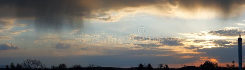 Overcast Evening Sky Panorama Stock Photo - Image of dusk, twilight ...