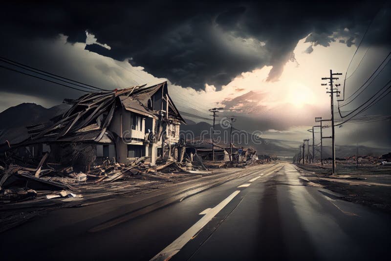 Overcast Sky with Dark Clouds after Earthquake Disaster Stock ...