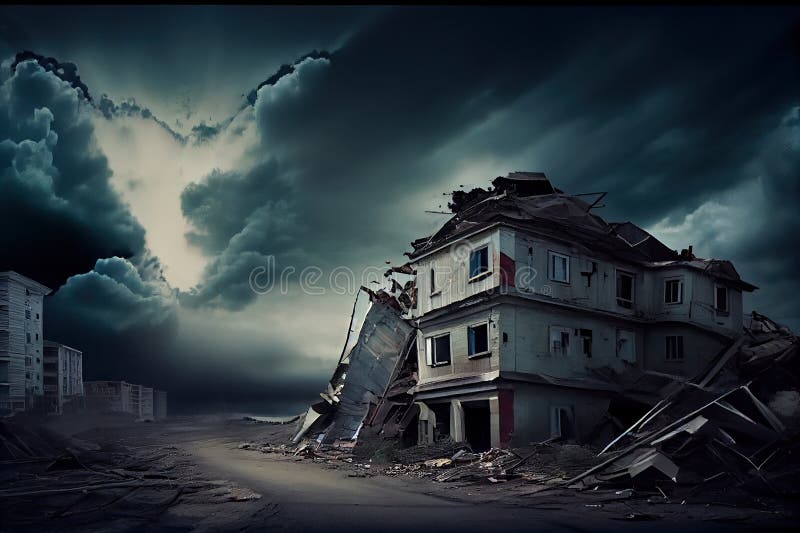 Overcast Sky with Dark Clouds after Earthquake Disaster Stock ...