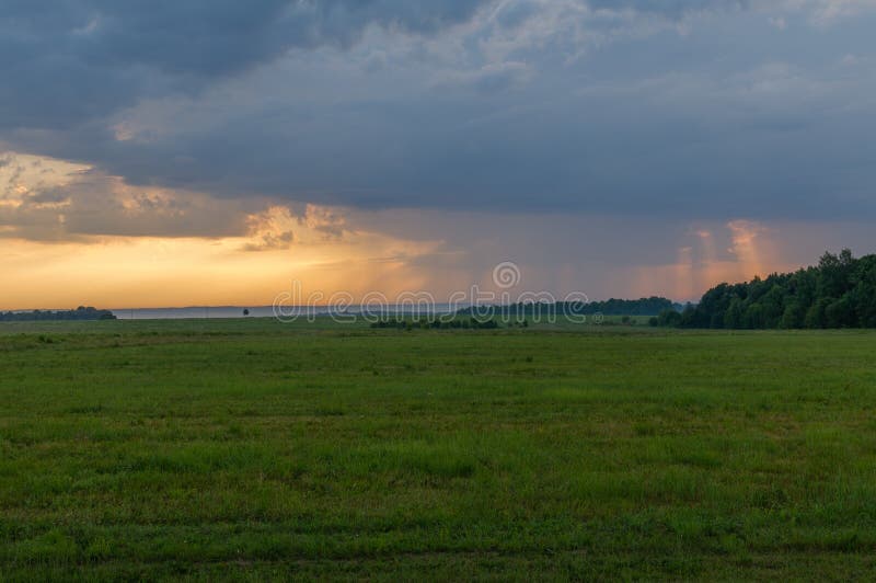 The Overcast Sky and the Field Stock Image - Image of overcast, gloomy ...