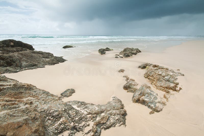 Overcast Sky Over Beautiful Beach during the Day Stock Photo - Image of ...