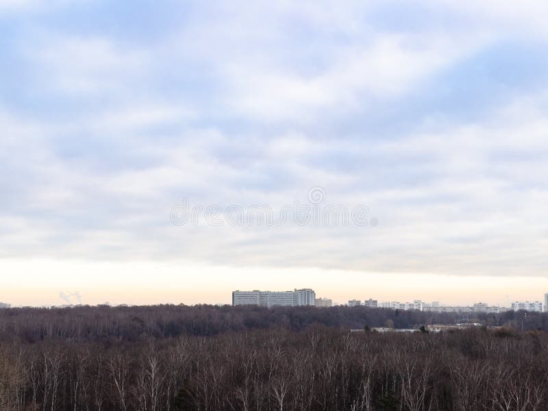 Overcast Sky Over City Park in Autumn Morning Stock Photo - Image of ...