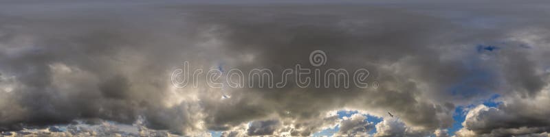 Overcast Sky Panorama on Rainy Day with Nimbostratus Clouds in Seamless ...