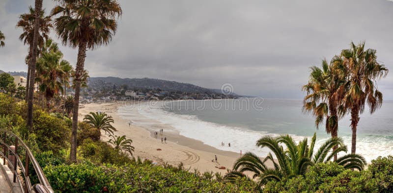 Overcast Summer Sky Over Main Beach in Laguna Beach Stock Image - Image ...