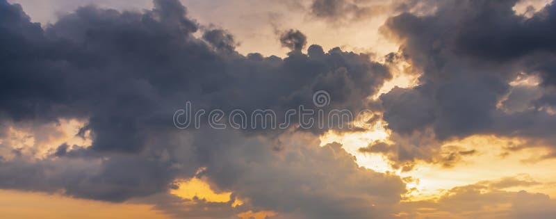Overcast Sunset Sky with Dark Cloud in Windy Day Stock Photo - Image of ...