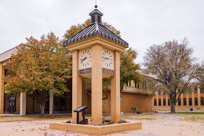 Overcast View of the Clock Tower of Amarillo College Stock Photo ...