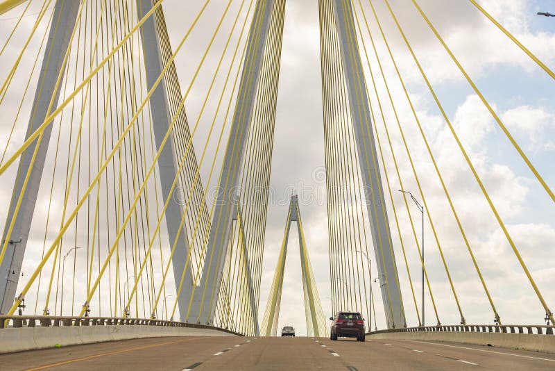 Overcast View of the Fred Hartman Bridge Editorial Photography - Image ...