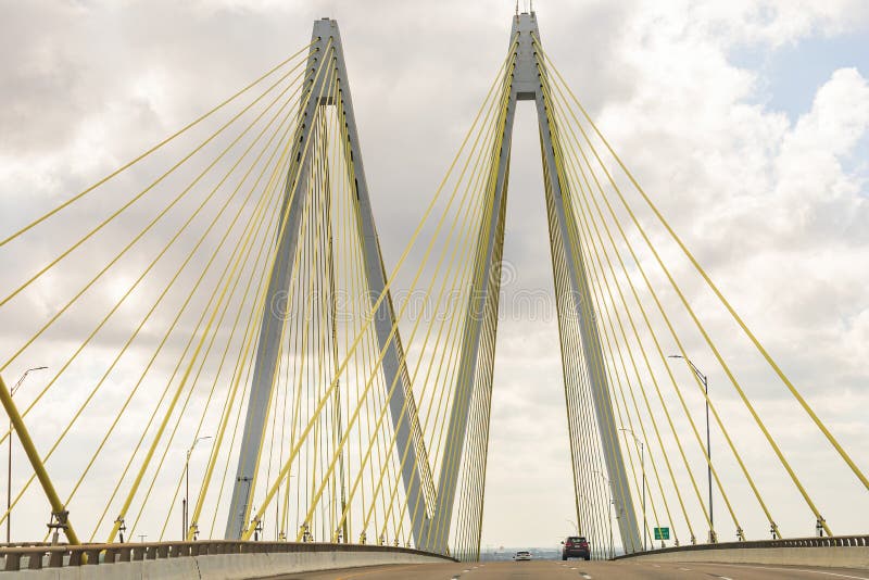 Overcast View of the Fred Hartman Bridge Editorial Stock Image - Image ...