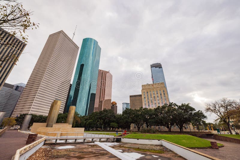 Overcast View of the Skyscraper Skyline in Houston Editorial Image ...
