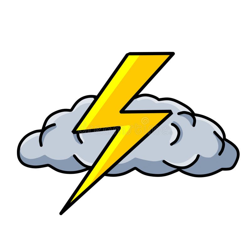 Overcast Weather. Gray Cloud with Lightning. Cartoon Thundercloud Stock ...