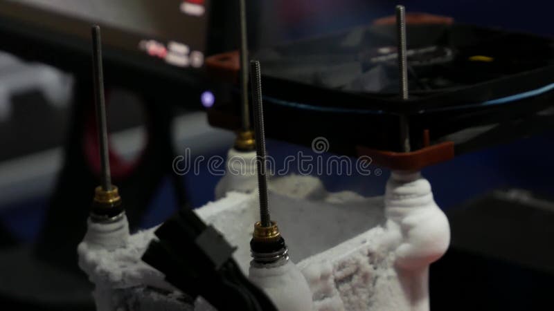 Overclock Cpu Computer with Liquid Nitrogen Stock Video - Video of blue ...