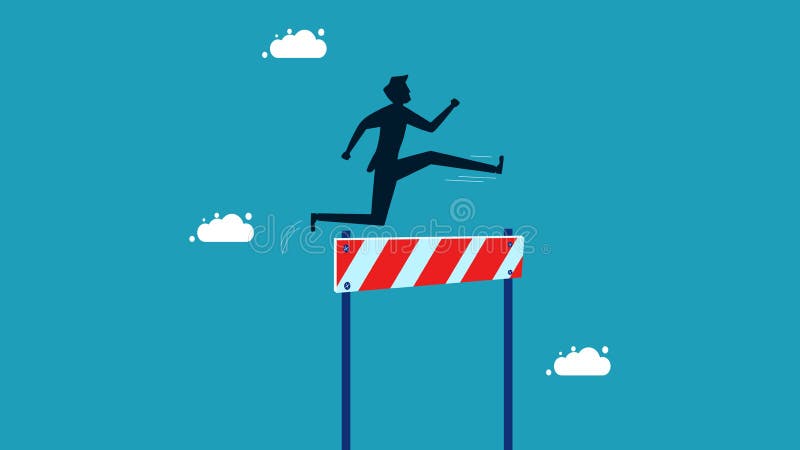 Overcoming Obstacles. Businesswoman Jumping Over Obstacles in the Way ... Overcoming Obstacles. Businesswoman Jumping Over Obstacles in the Way ...
