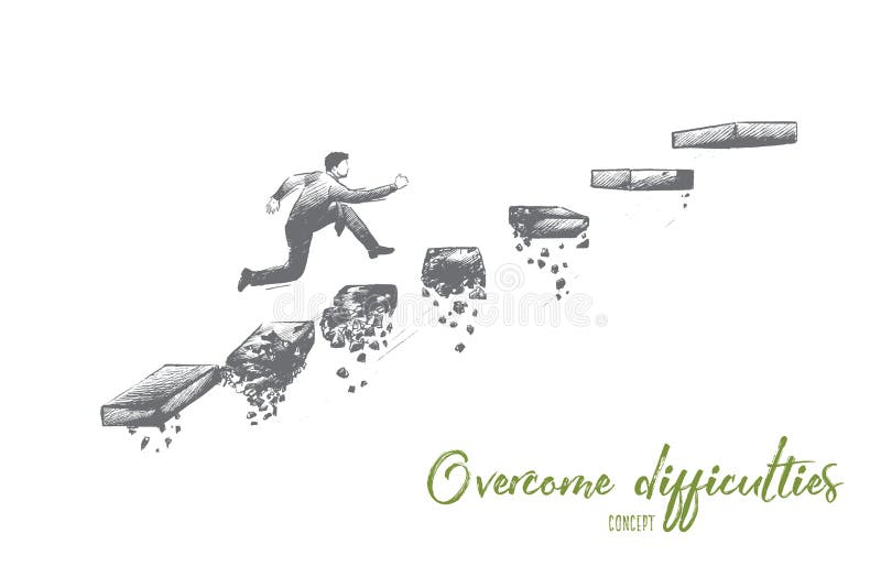 Overcome Difficulties Concept. Hand Drawn Isolated Vector. Stock Vector ... Overcome Difficulties Concept. Hand Drawn Isolated Vector. Stock Vector ...
