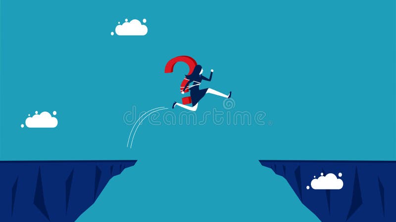 Overcome Problems and Obstacles. Businesswoman with a Question Mark ...