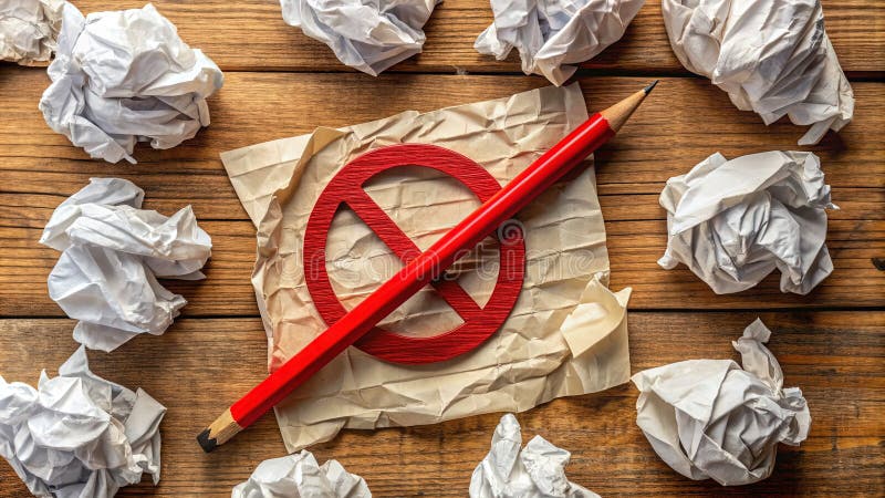 Overcoming Creative Blocks a Broken Pencil a Red NOT Symbol and the ...