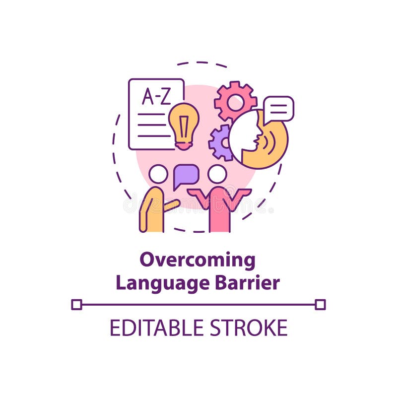 The Language Barrier Colored Icons. Element of Overcome Challenge ...