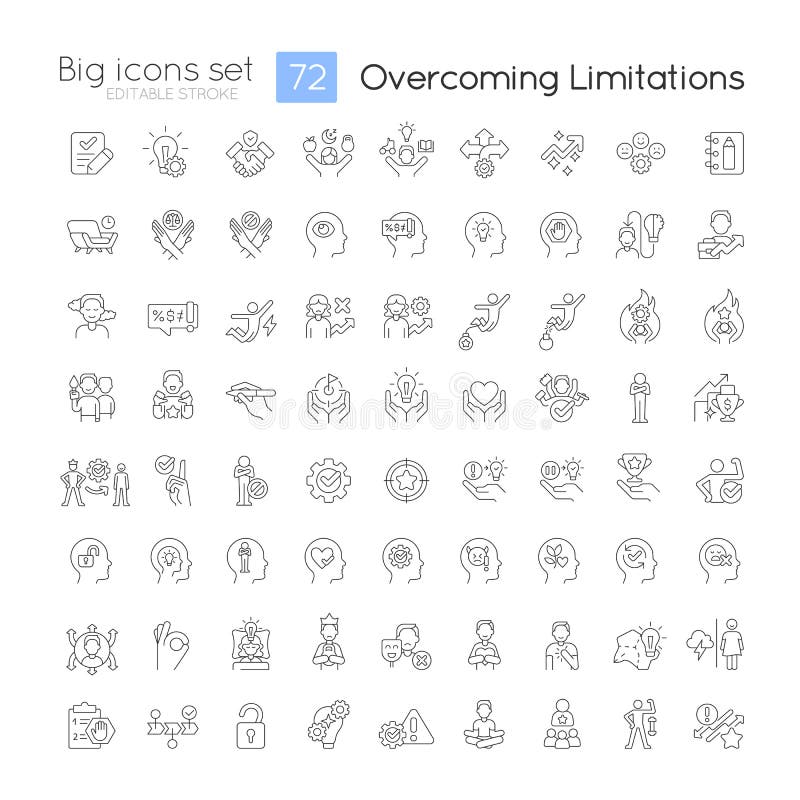 Overcoming Limitations Linear Big Icons Set Stock Vector - Illustration ... Overcoming Limitations Linear Big Icons Set Stock Vector - Illustration ...