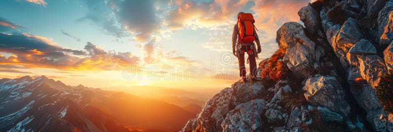 Overcoming Obstacles: a Climber Navigates a Rugged Terrain, Symbolizing ...