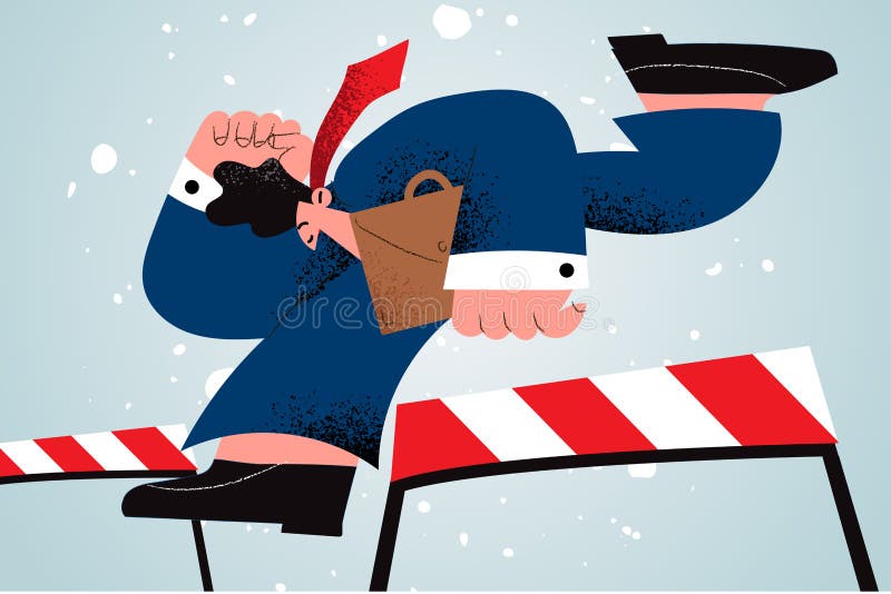 Man Overcoming Problems and Difficulties Vector Illustration Stock ...