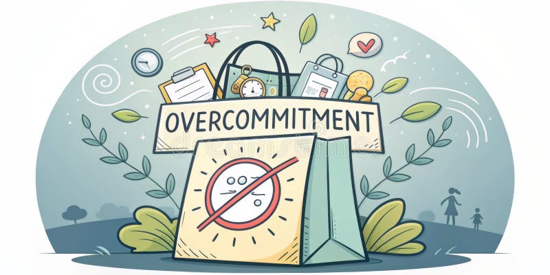 Overcommitment Illustrated through a Colorful Shopping Bag Filled with ...