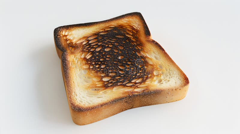 Overcooked Toast on a White Background, Burnt Bread Slice. Simple ...