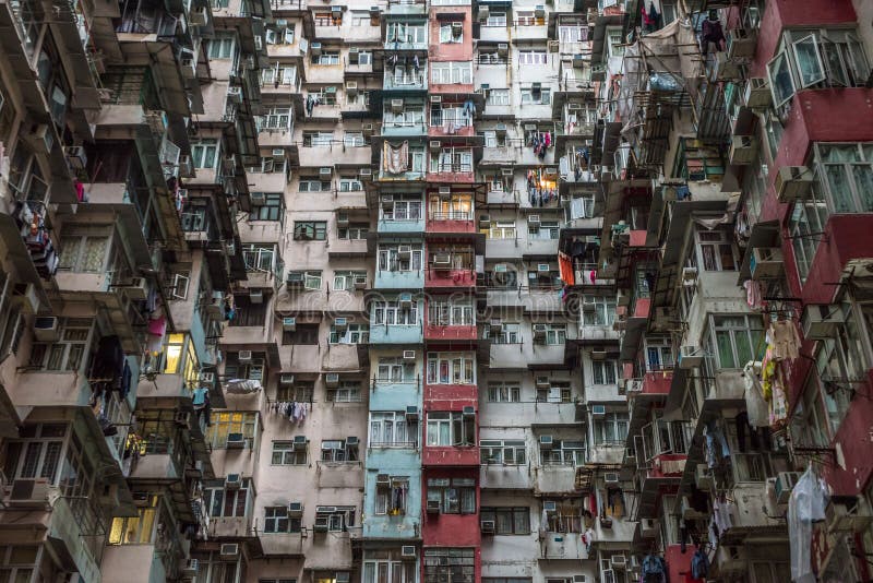 Overcrowded Residential Building in Hong Kong Stock Image - Image of ...