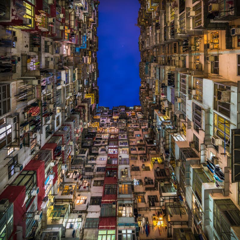 Overcrowded Residential Building in Hong Kong Stock Image - Image of ...