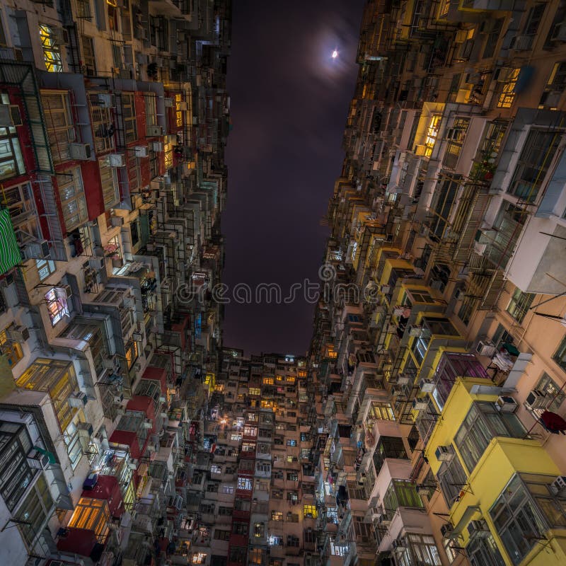 Overcrowded Residential Building in Hong Kong Stock Image - Image of ...