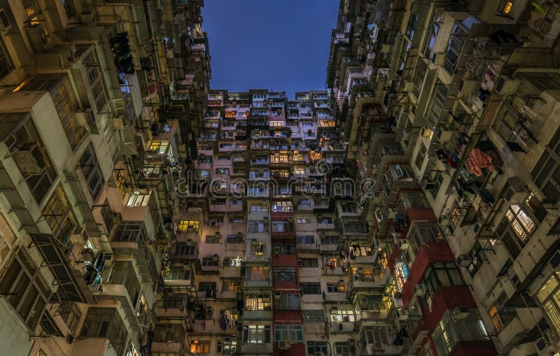 Overcrowded Residential Building in Hong Kong Stock Image - Image of ...
