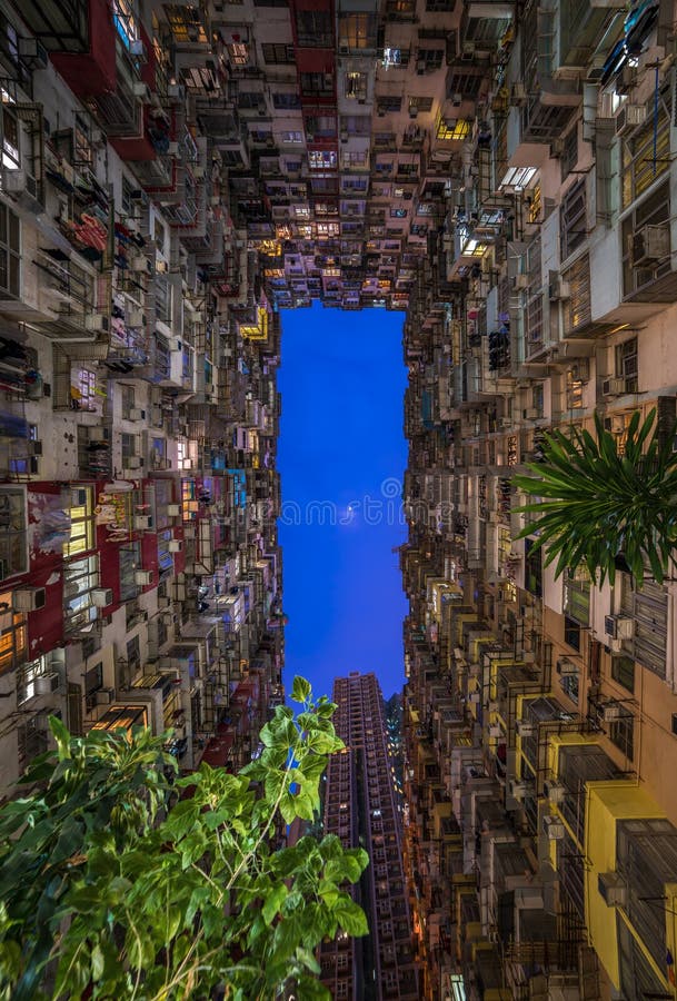 Overcrowded Residential Building in Hong Kong Stock Image - Image of ...