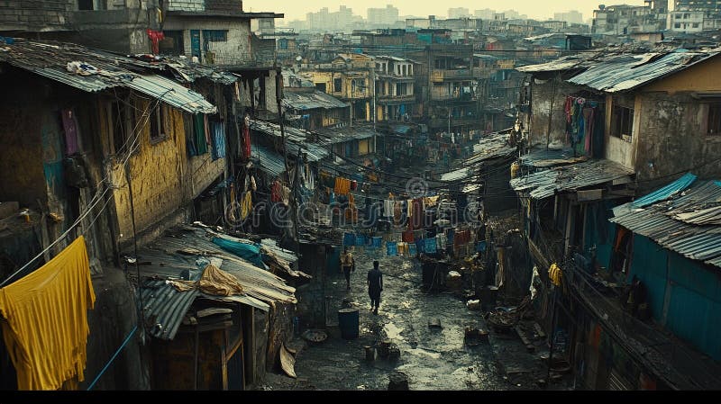 Overcrowded Slums in a Developing City Stock Illustration ...