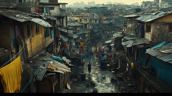 Overcrowded Slums in a Developing City Stock Illustration ...