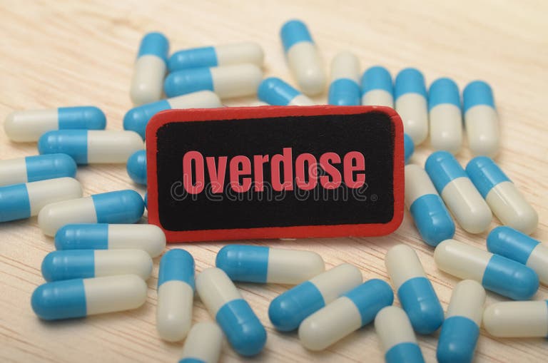 Overdose Warning Sign â€ Red Text on Small Rectangular Board Stock ...