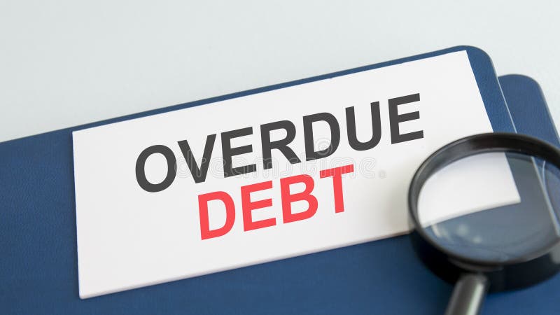 Overdue Debt Word on Paper and Magnifying Lens Stock Image - Image of ...