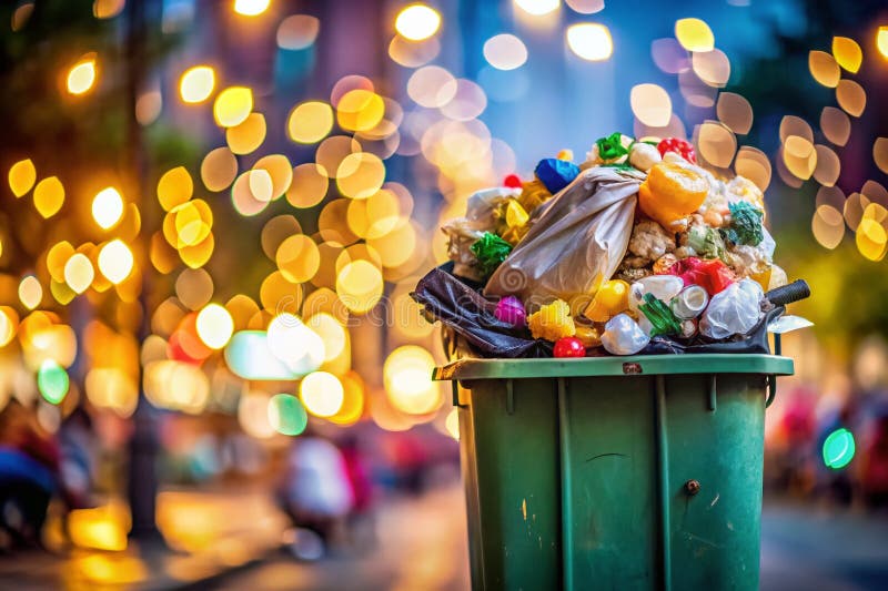 Overfilled Trash Can Overflowing with Waste a Striking Visual ...