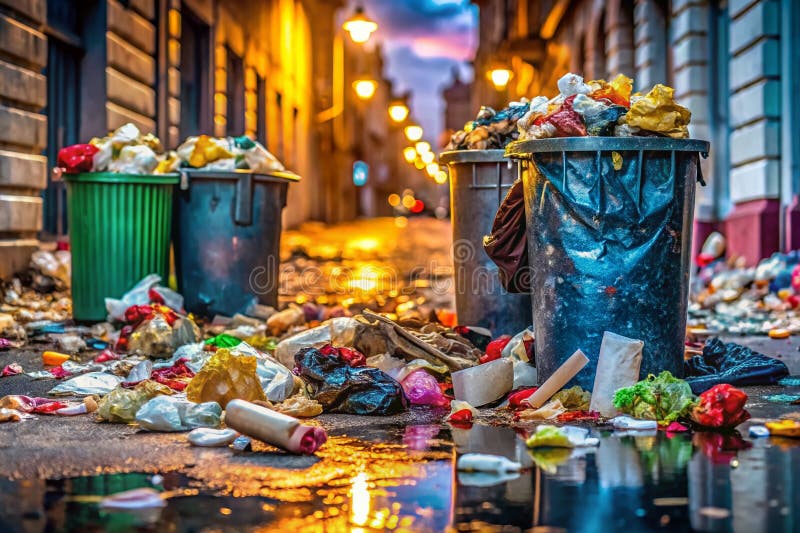 Overfilled Trash Can a Visual Representation of Inefficient Waste ...