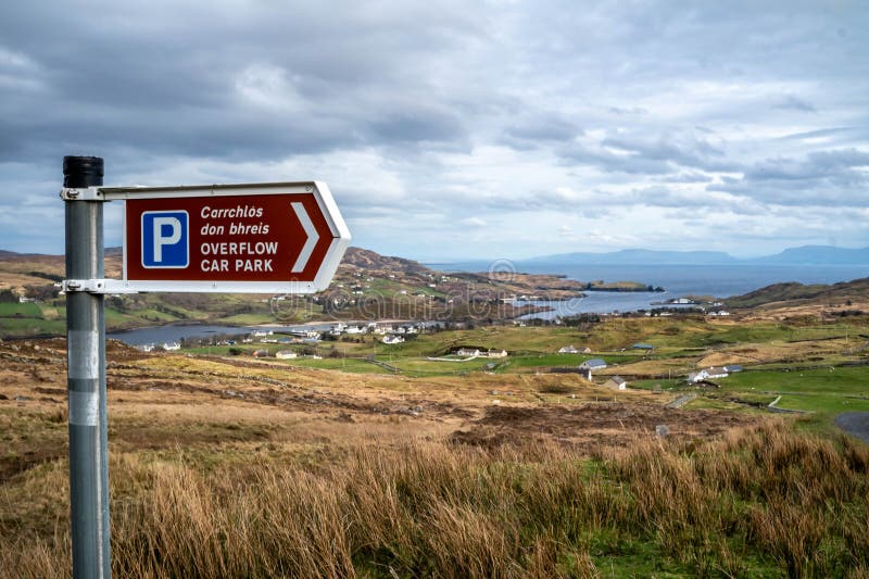 Overflow Car Park Sign in Teeling, Ireland Stock Image - Image of ...
