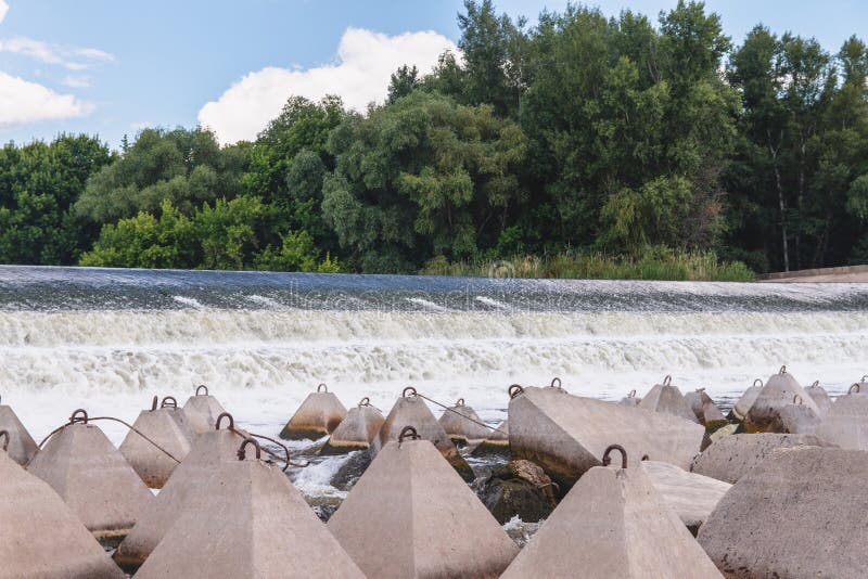 Overflow dam stock photo. Image of rocks, area, waterfall - 81593020