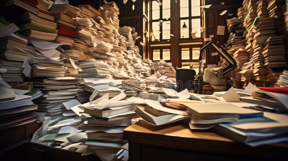 Overflow pile office stock illustration. Illustration of cleanliness ...