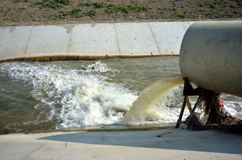 Polluted Water Overflow from Sewage Stock Photo - Image of sewage ...