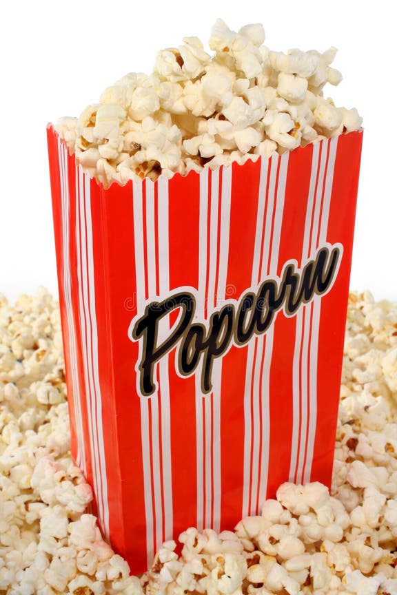 Overflowing bag of popcorn stock photo. Image of snacking - 5829174