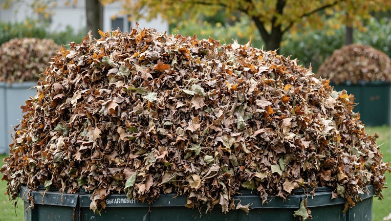 Overflowing Compost Bin Filled with Dense Dry Leaves Stock Illustration ...