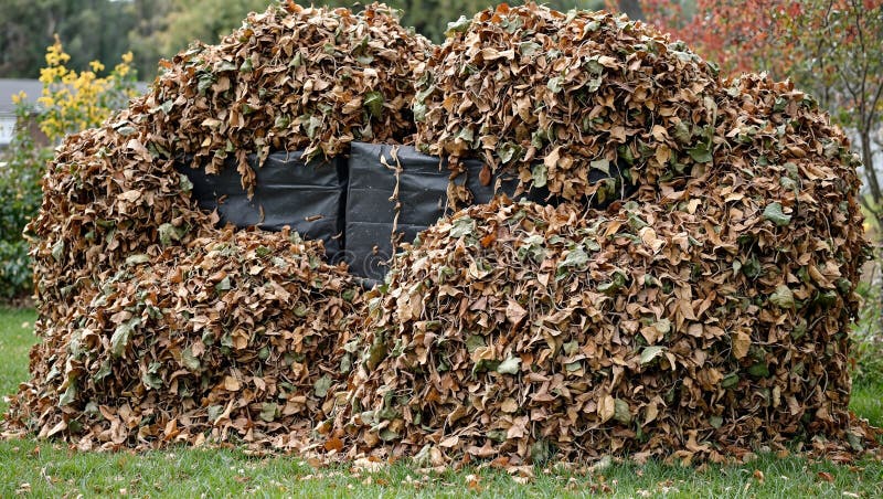 Overflowing Compost Bin Filled with Dense Dry Leaves Stock Illustration ...