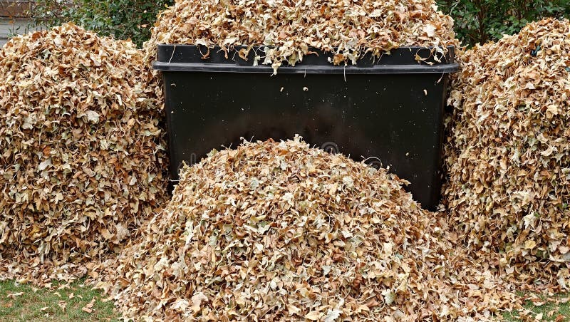 Overflowing Compost Bin Filled with Dense Dry Leaves Stock Illustration ...