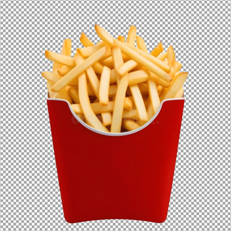 Overflowing Crispy Fries Box Stock Photo - Illustration of side ...